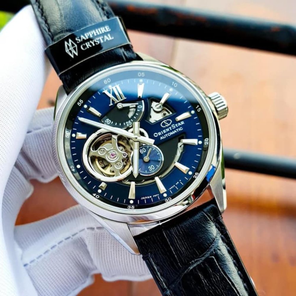 Orient Automatic 41mm Blue Luminous Watch! Nib! - Gem